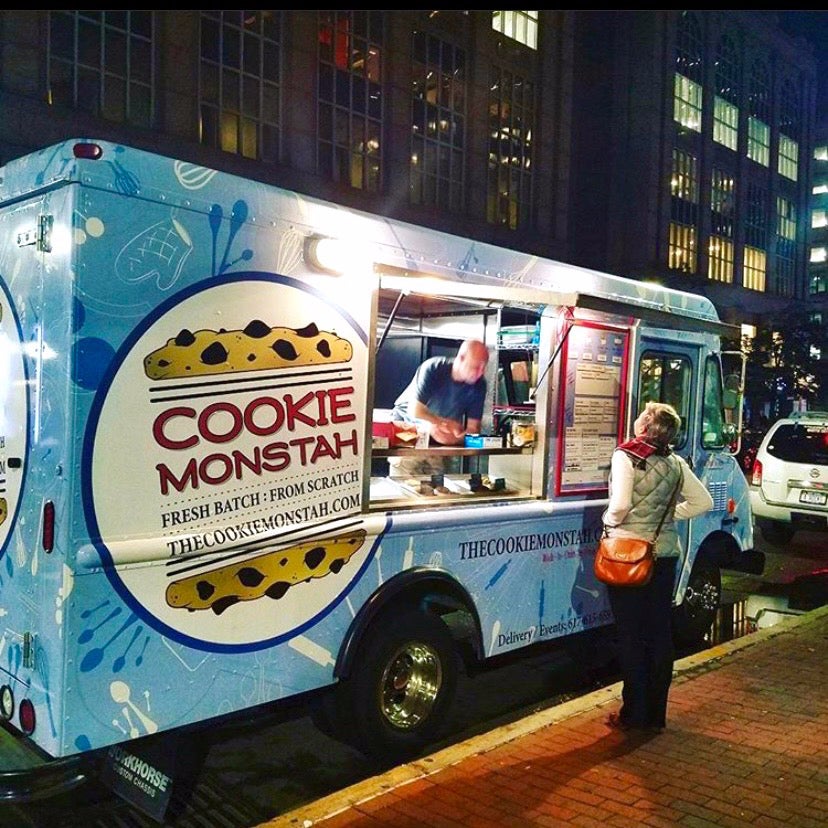 Cookie Monstah food truck featuring a large circular logo and "Fresh ...